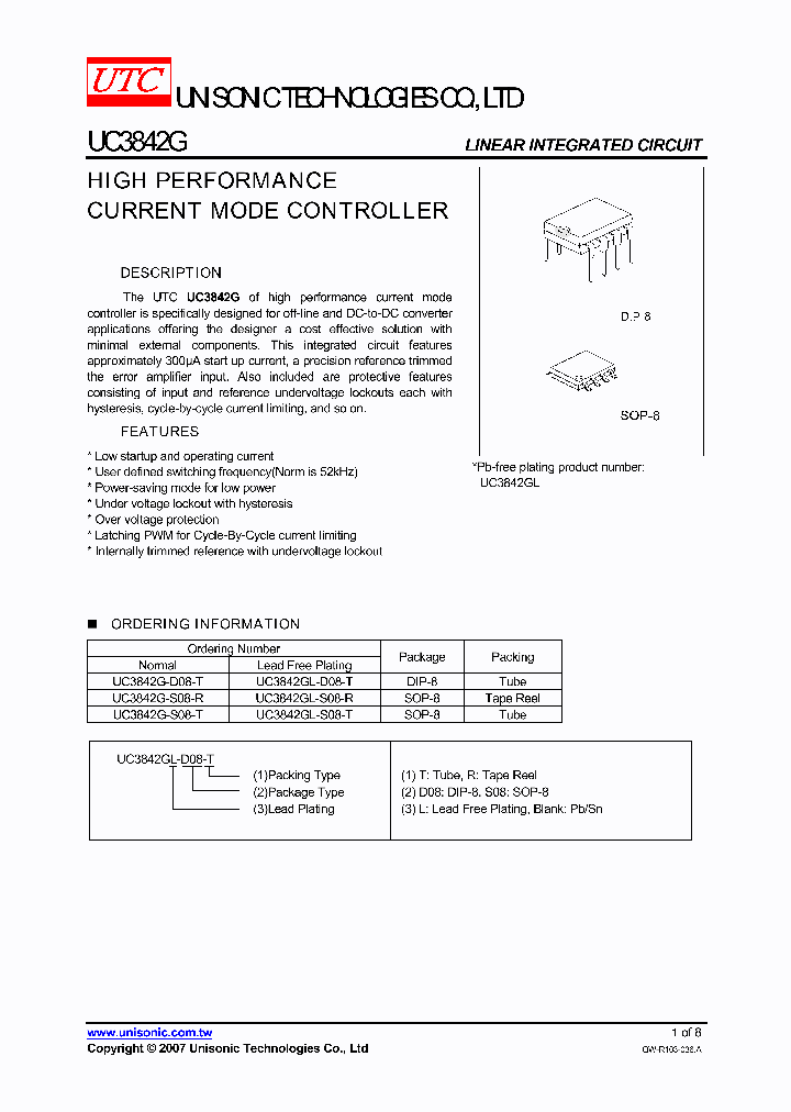 UC3842G-D08-R_4163635.PDF Datasheet Download --- IC-ON-LINE