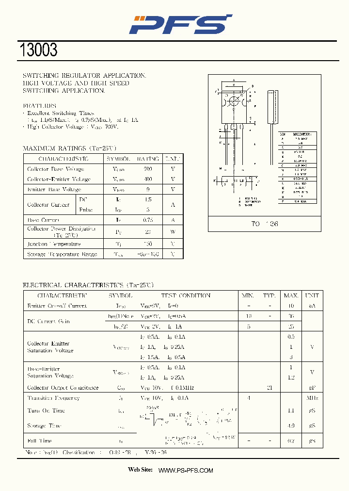 13003_4869418.PDF Datasheet Download --- IC-ON-LINE