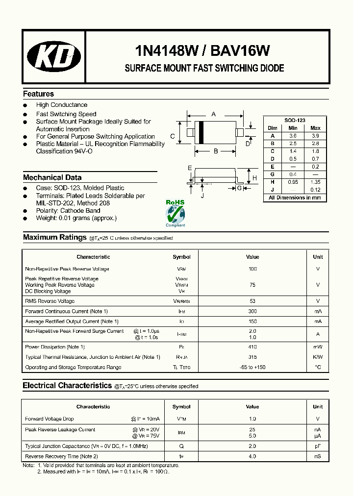 1N4148W_4562734.PDF Datasheet Download --- IC-ON-LINE