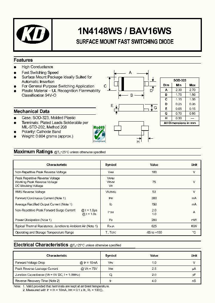 1N4148WS_4622380.PDF Datasheet Download --- IC-ON-LINE