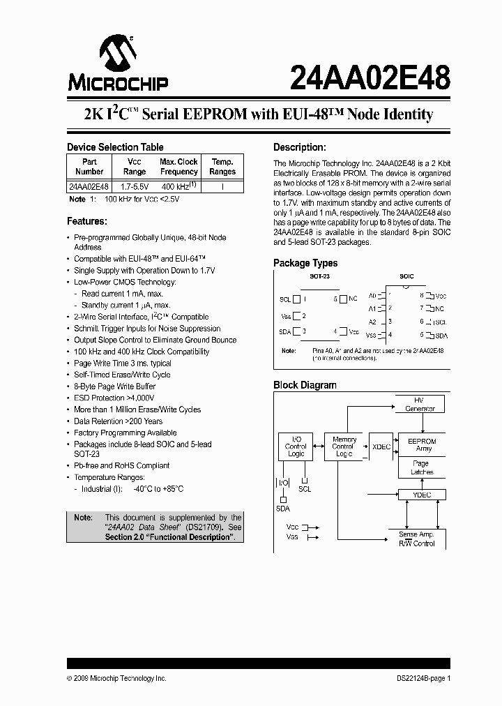 24AA02E48_4599423.PDF Datasheet Download --- IC-ON-LINE