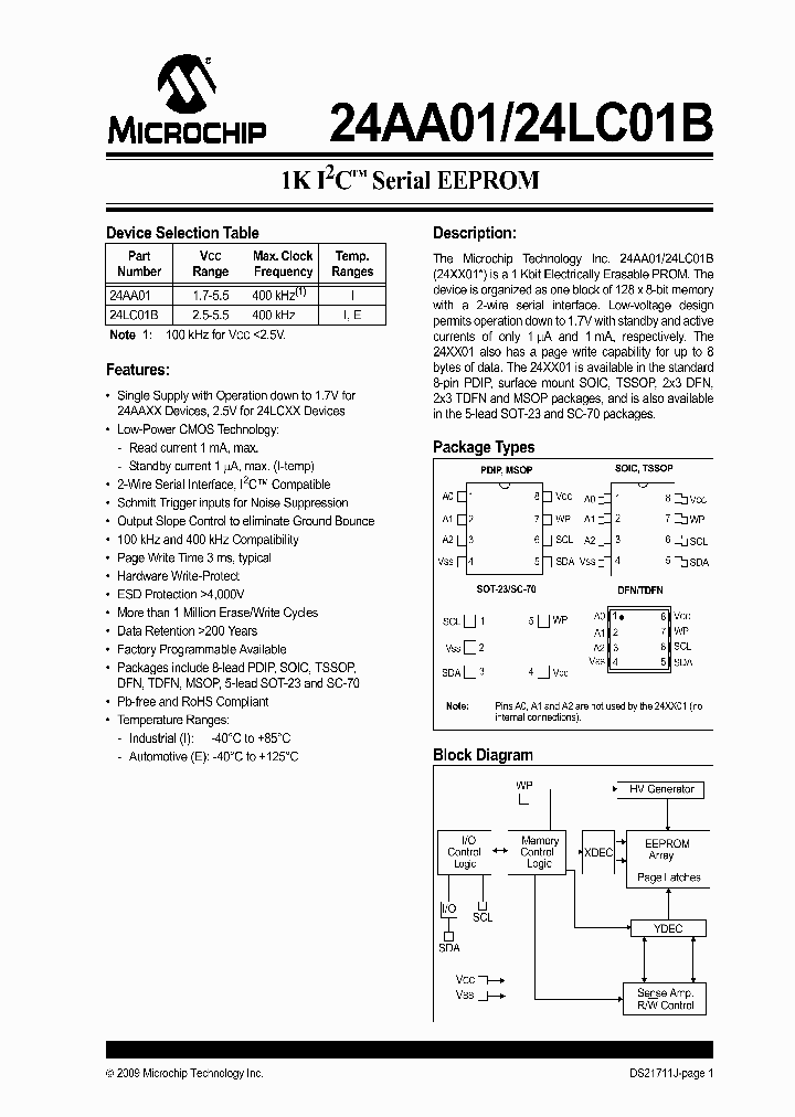 24LC01BT-ILT_4471947.PDF Datasheet Download --- IC-ON-LINE