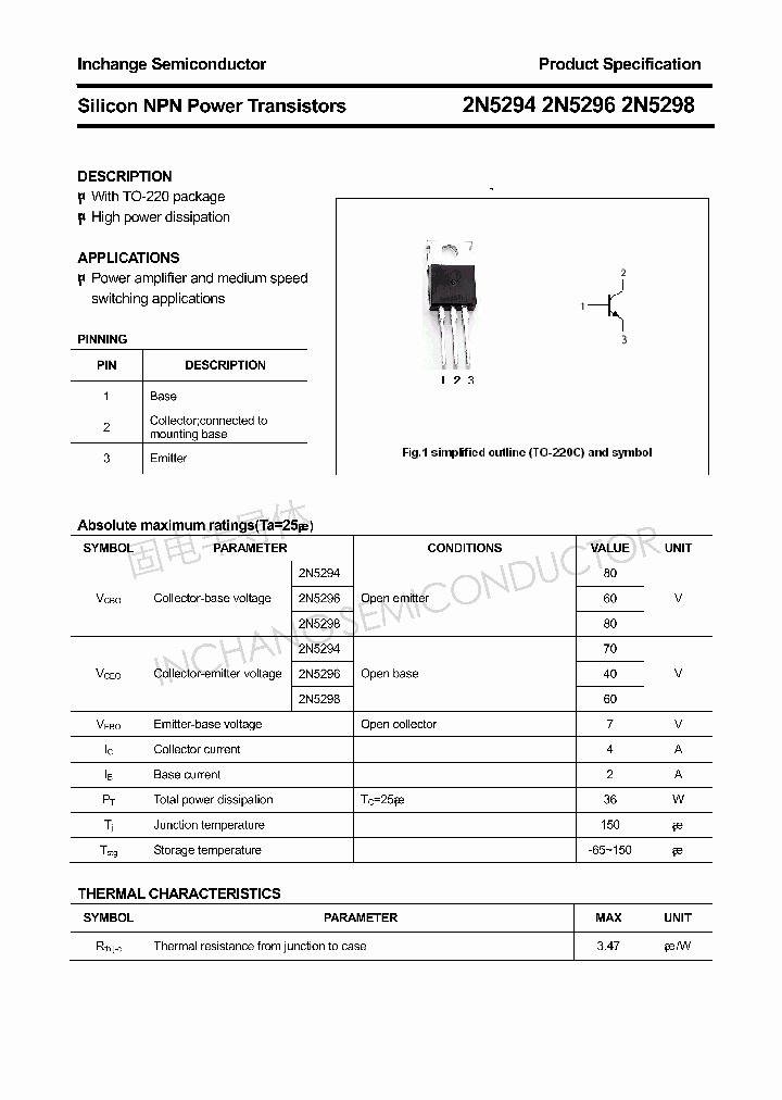 2N5294_4338775.PDF Datasheet Download --- IC-ON-LINE