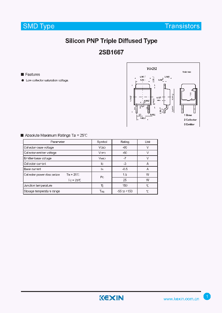 2SB1667_4276450.PDF Datasheet Download --- IC-ON-LINE
