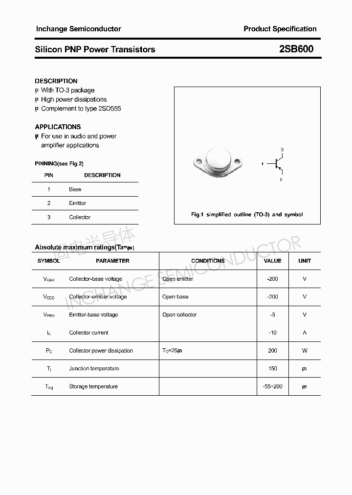 2SB600_4333057.PDF Datasheet Download --- IC-ON-LINE