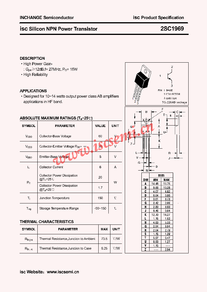 2SC1969_4404048.PDF Datasheet Download --- IC-ON-LINE