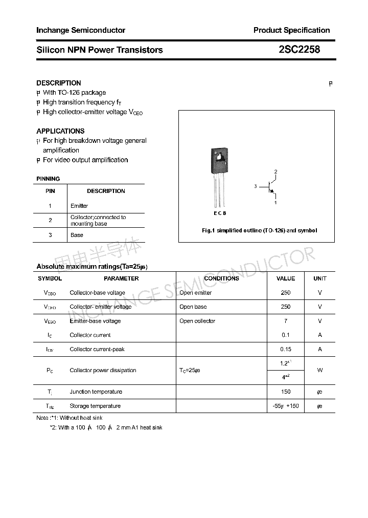 2SC2258_4313797.PDF Datasheet Download --- IC-ON-LINE
