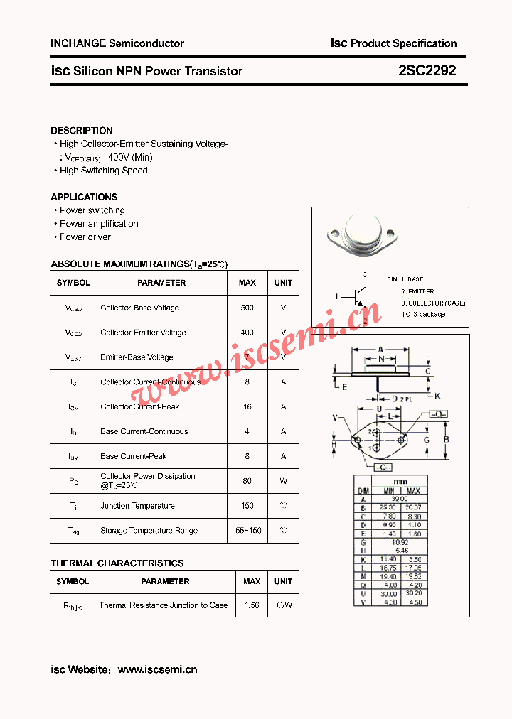 2SC2292_4404274.PDF Datasheet Download --- IC-ON-LINE