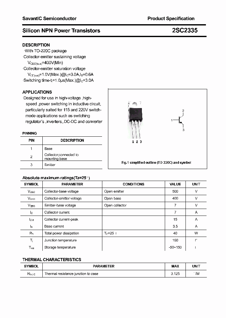 2SC2335_4792628.PDF Datasheet Download --- IC-ON-LINE