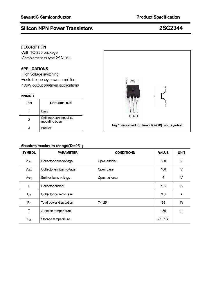 2SC2344_4426054.PDF Datasheet Download --- IC-ON-LINE