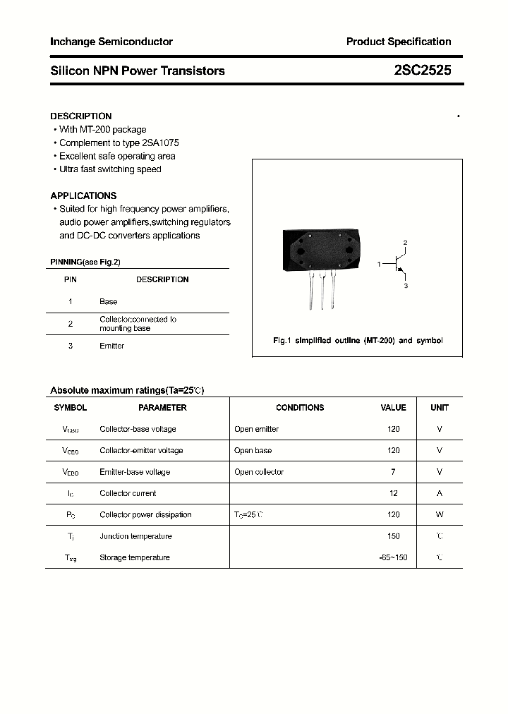 2SC2525_4368118.PDF Datasheet Download --- IC-ON-LINE