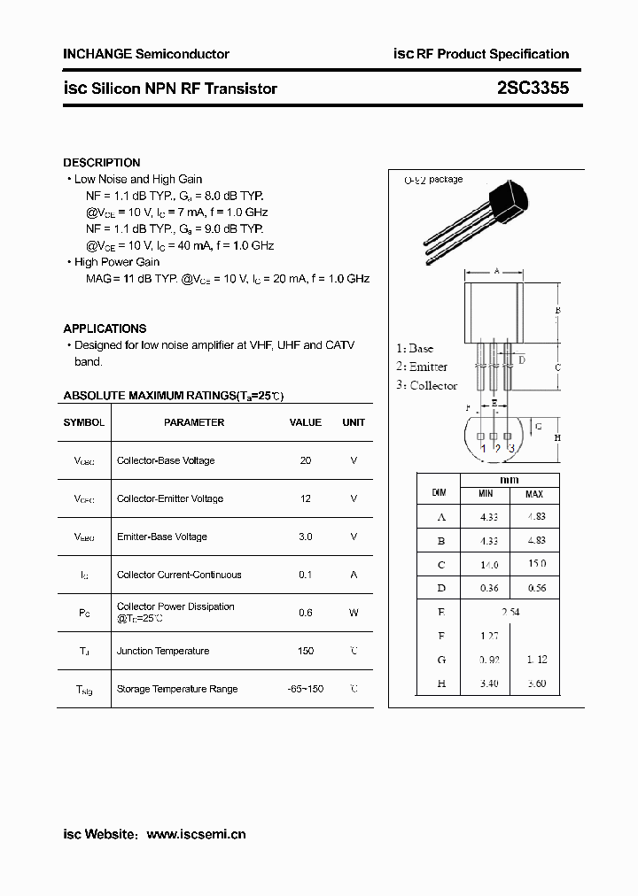 2SC3355_4355668.PDF Datasheet Download --- IC-ON-LINE