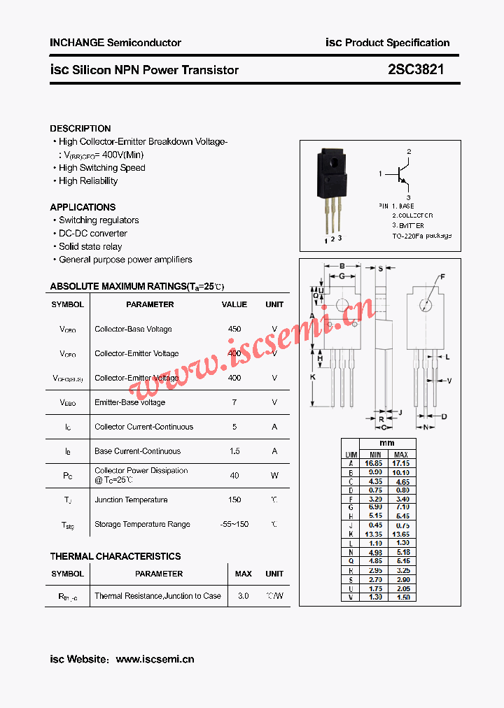 2SC3821_4539373.PDF Datasheet Download --- IC-ON-LINE