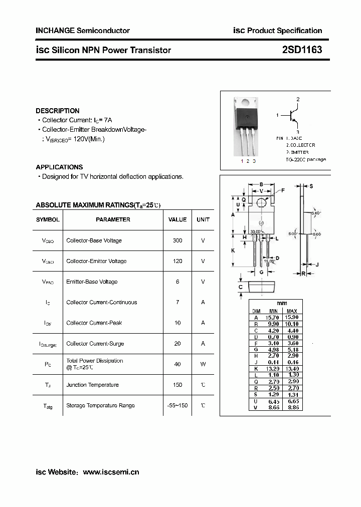 2SD1163_4391316.PDF Datasheet Download --- IC-ON-LINE