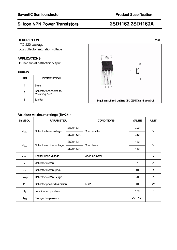 2SD1163_4391317.PDF Datasheet Download --- IC-ON-LINE