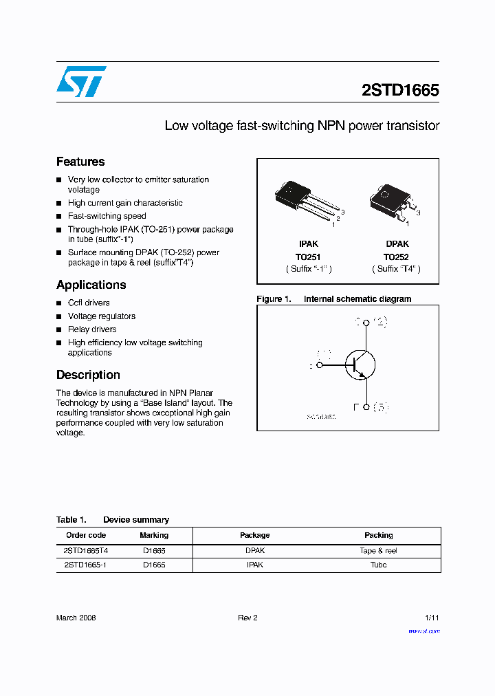 2STD166508_4787184.PDF Datasheet Download --- IC-ON-LINE