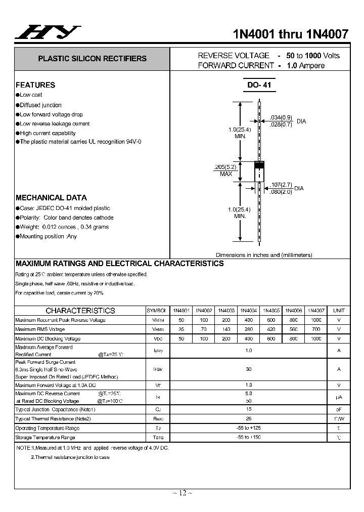 1N4001-1N4007_4504785.PDF Datasheet Download --- IC-ON-LINE