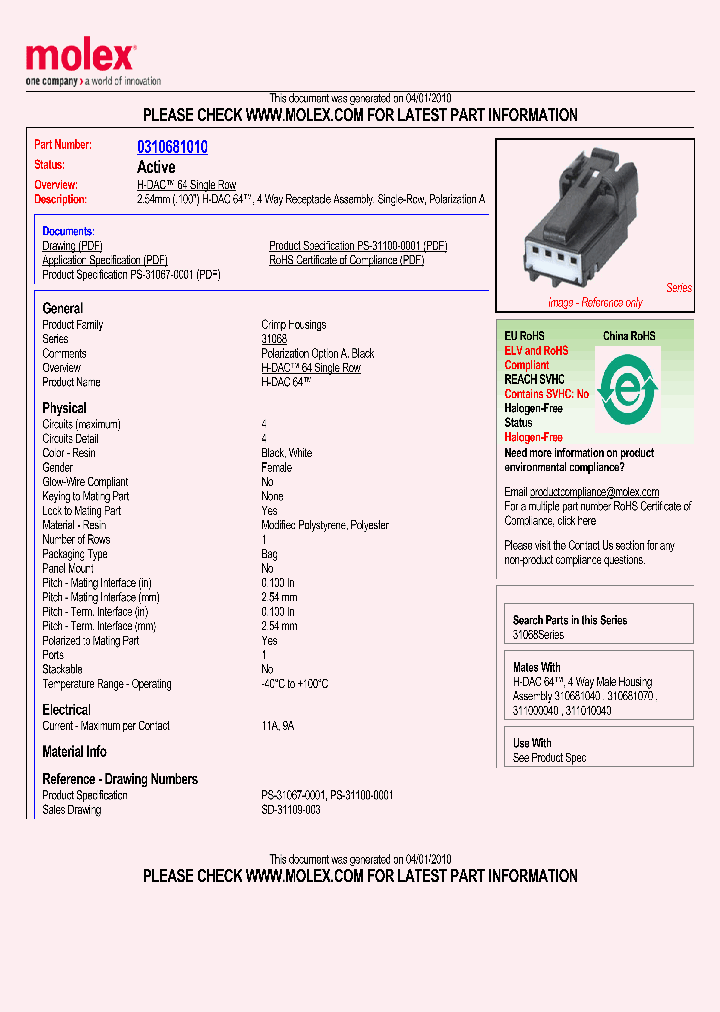 31068-1010_4849253.PDF Datasheet Download --- IC-ON-LINE