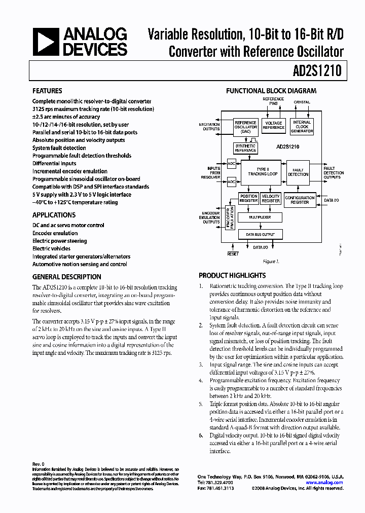 AD2S1210_4285504.PDF Datasheet Download --- IC-ON-LINE