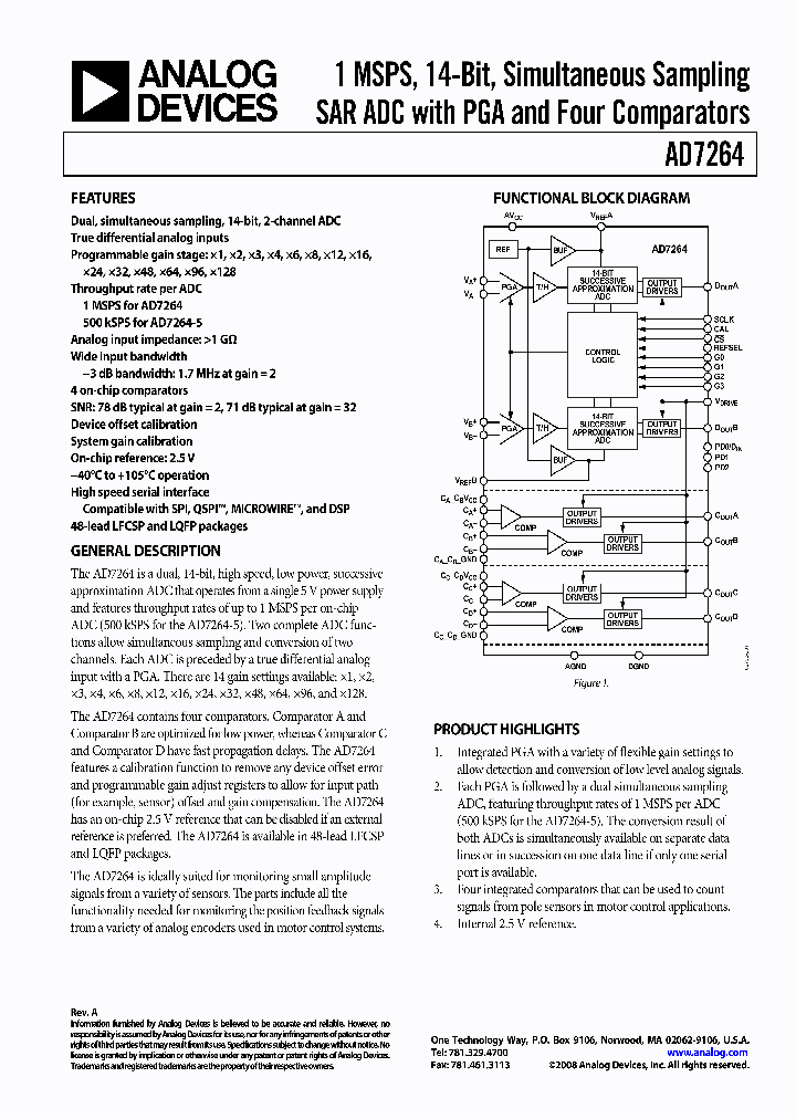 AD7264BCPZ-RL7_4490897.PDF Datasheet Download --- IC-ON-LINE