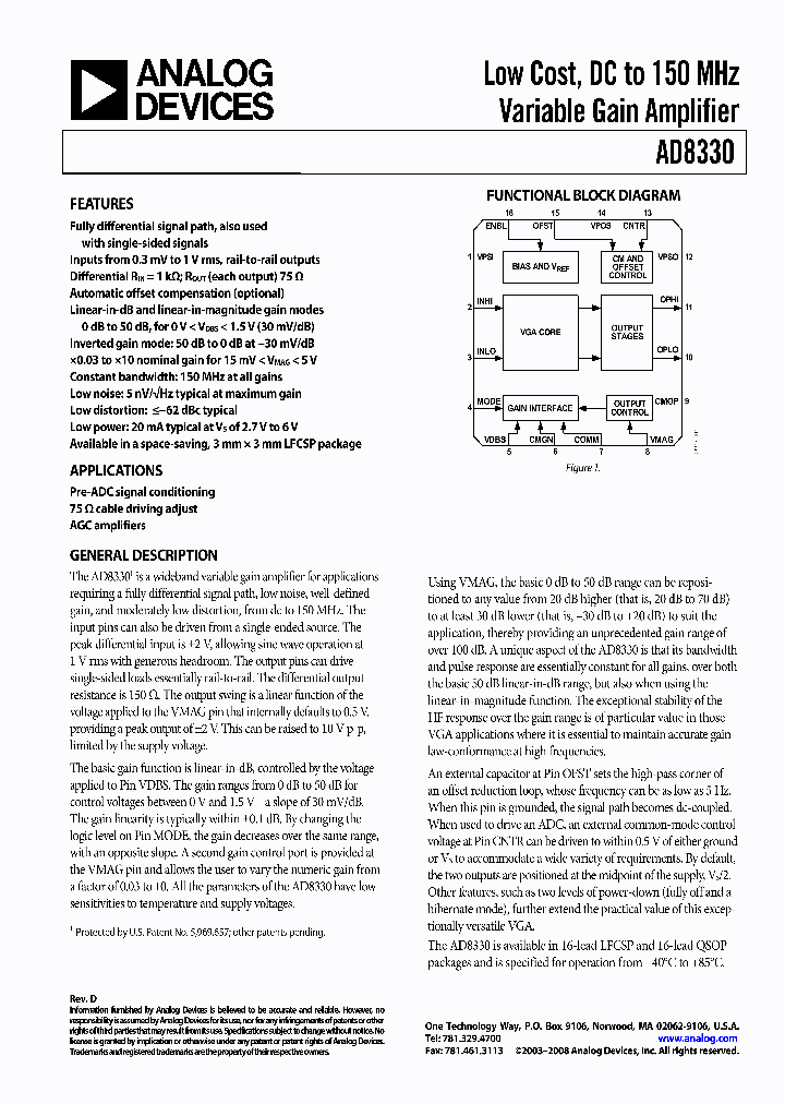 AD8330-EVAL_4777988.PDF Datasheet Download --- IC-ON-LINE