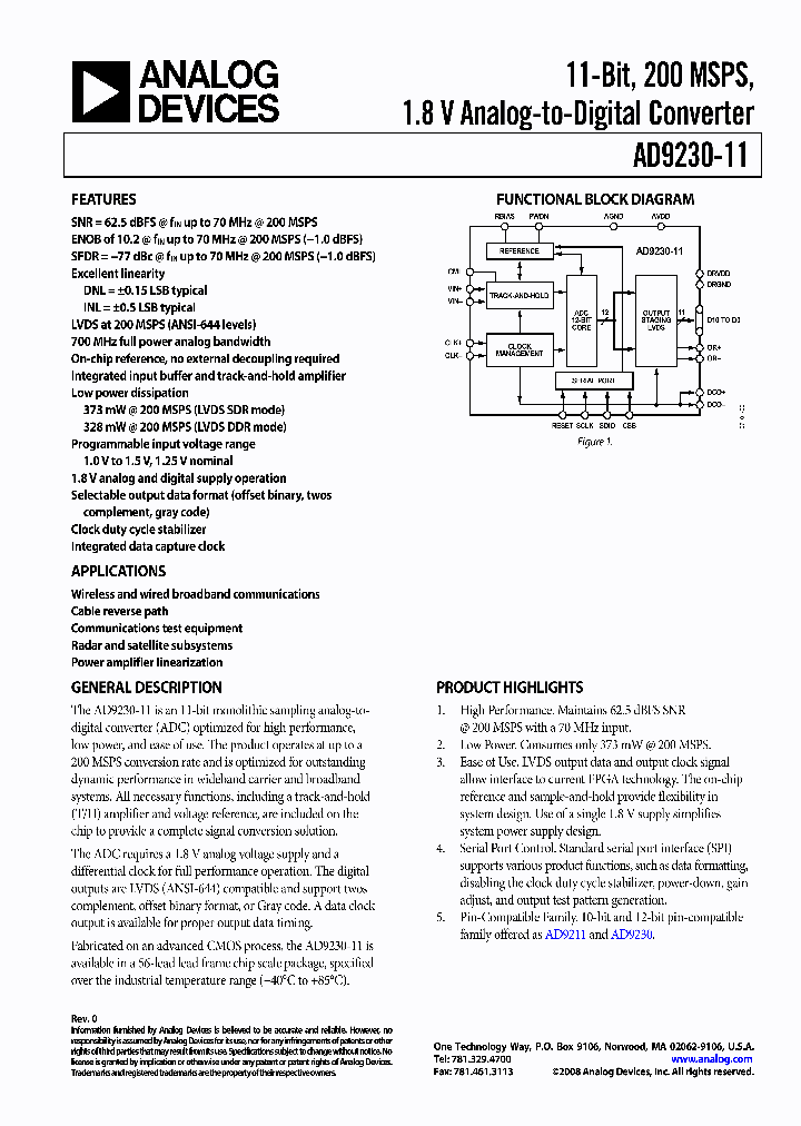 AD9230-11_4352031.PDF Datasheet Download --- IC-ON-LINE