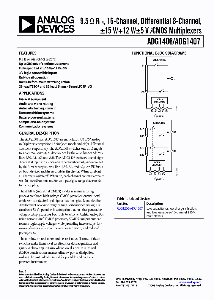 ADG1406_4216350.PDF Datasheet Download --- IC-ON-LINE