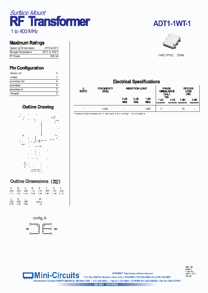 ADT1-1WT-1_4285806.PDF Datasheet Download --- IC-ON-LINE