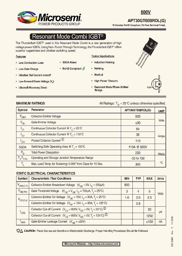 APT30GT60BRDL_4692085.PDF Datasheet Download --- IC-ON-LINE