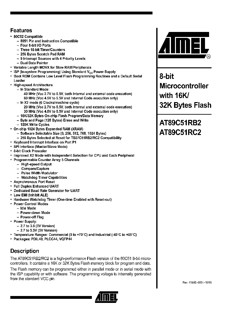 AT89C51RB2-3CSUM_4284413.PDF Datasheet Download --- IC-ON-LINE