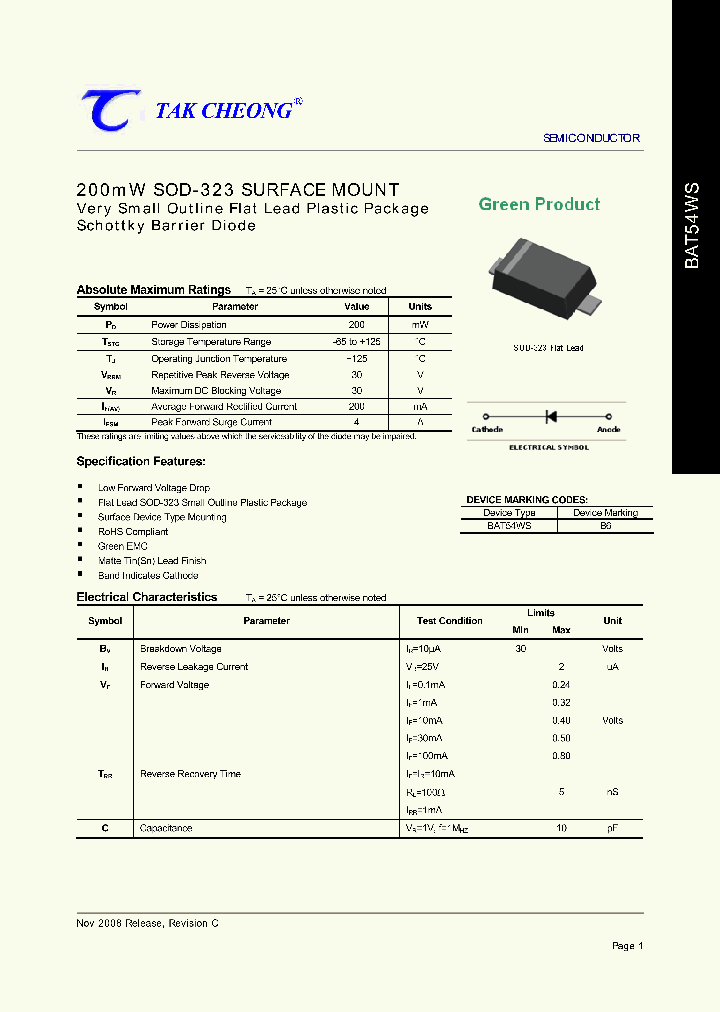 BAT54WS_4417504.PDF Datasheet Download --- IC-ON-LINE