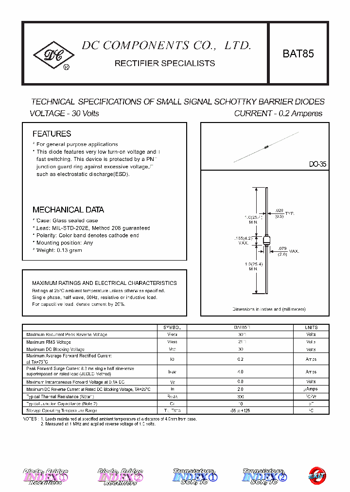 BAT85_4396111.PDF Datasheet Download --- IC-ON-LINE