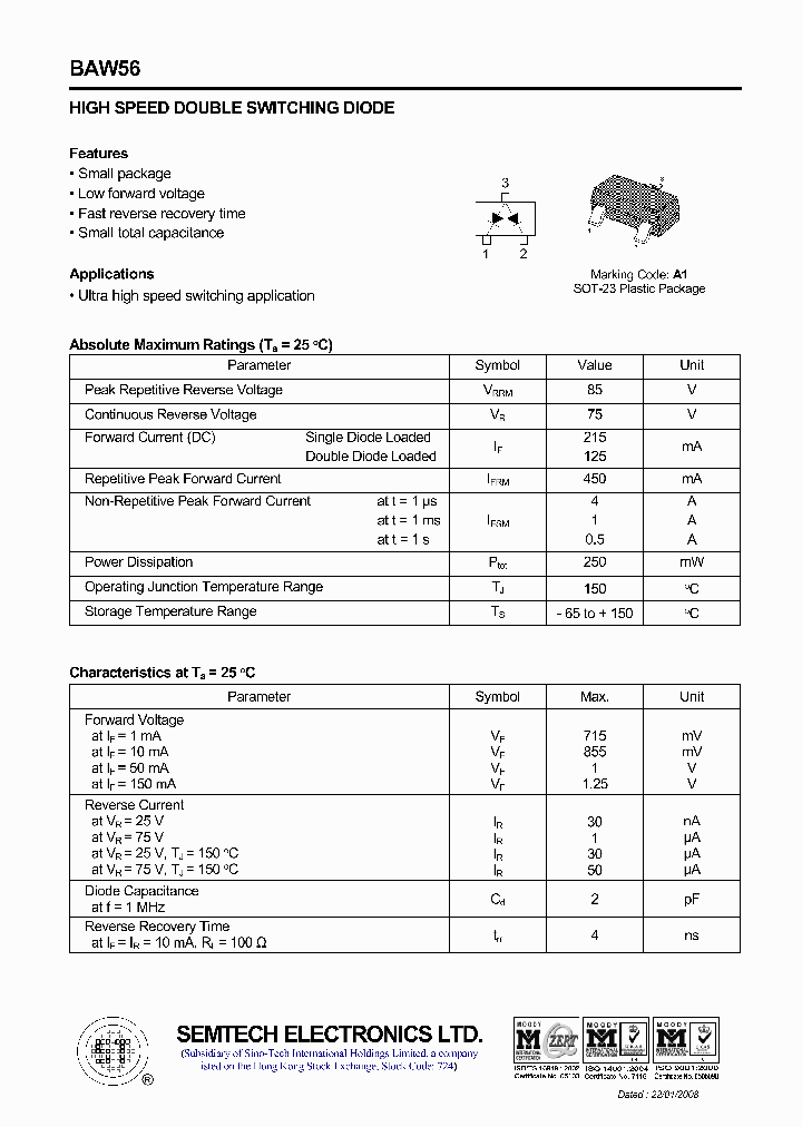 BAW56_4454664.PDF Datasheet Download --- IC-ON-LINE