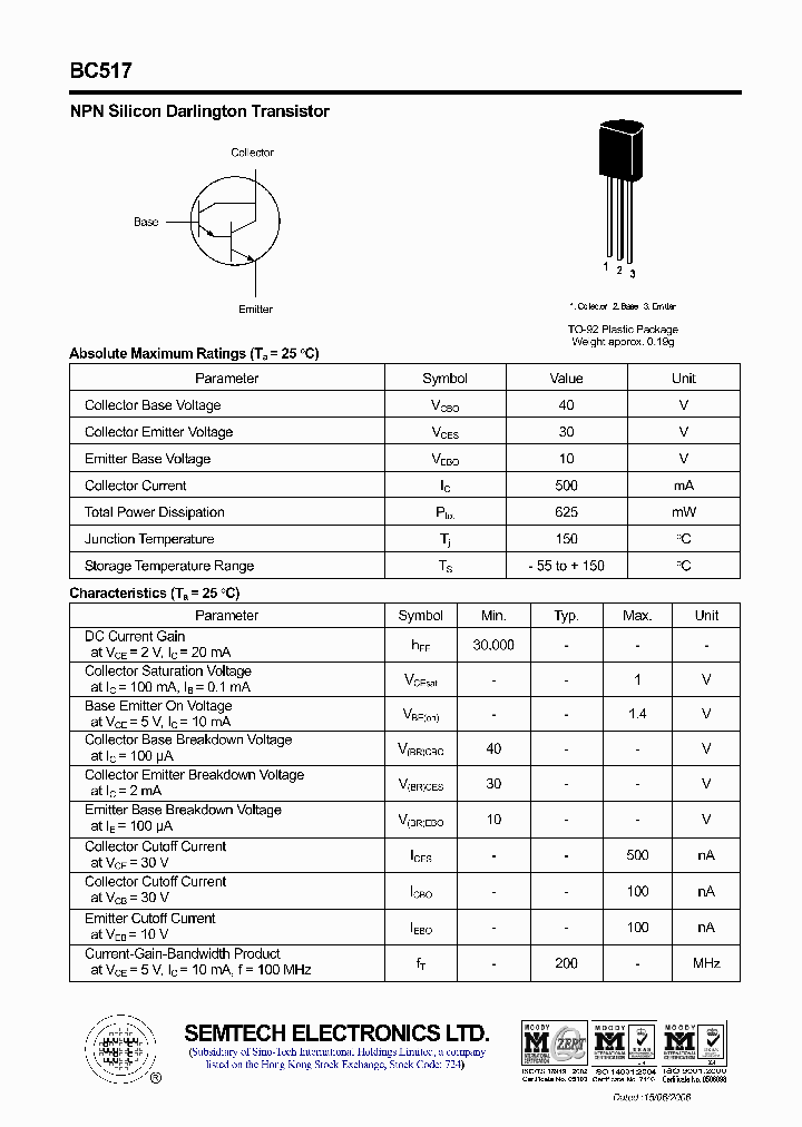 BC517_4578334.PDF Datasheet Download --- IC-ON-LINE
