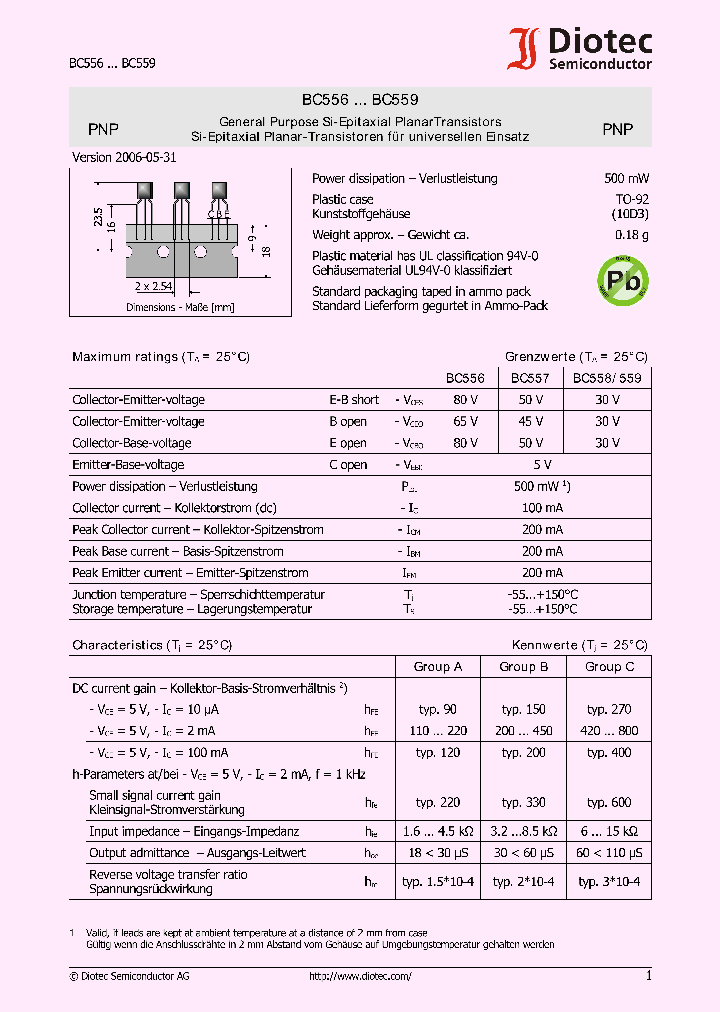 BC557_4306510.PDF Datasheet Download --- IC-ON-LINE