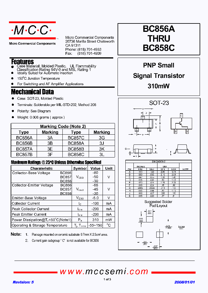 BC856B-TP_4902505.PDF Datasheet Download --- IC-ON-LINE