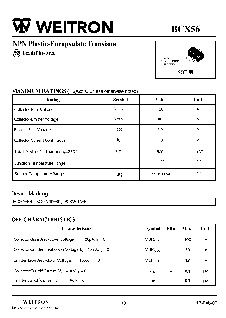 BCX56-16_4869357.PDF Datasheet Download --- IC-ON-LINE