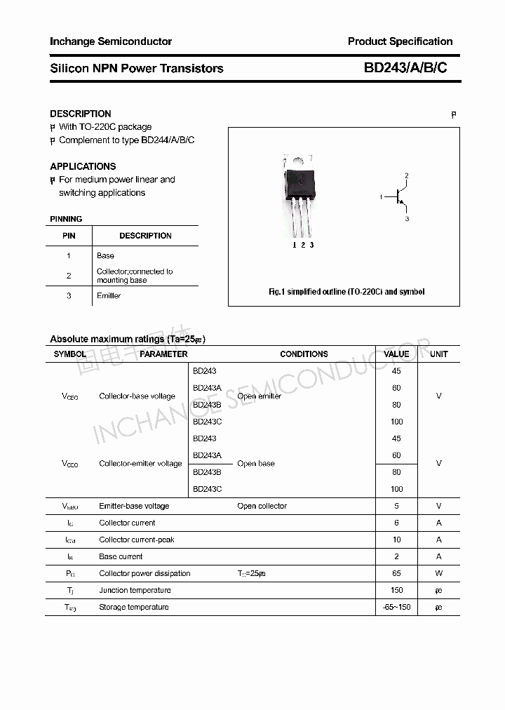 BD243C_4346659.PDF Datasheet Download --- IC-ON-LINE