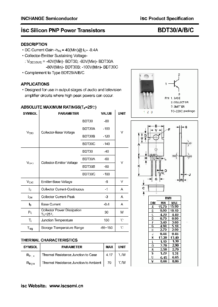 BDT30A_4455468.PDF Datasheet Download --- IC-ON-LINE