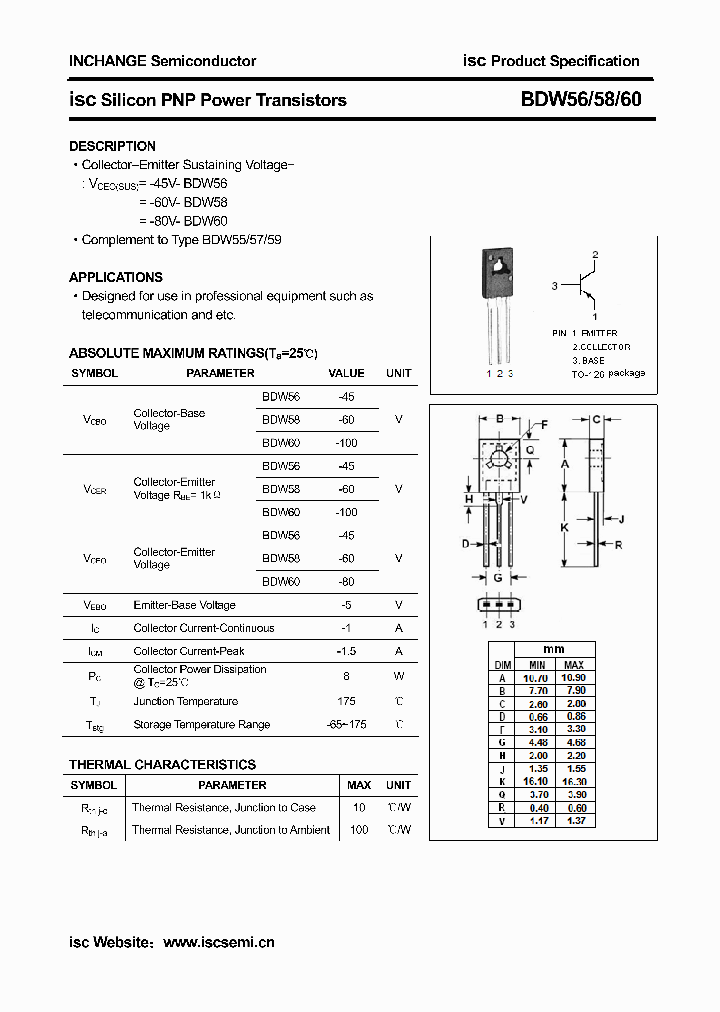 BDW58_4455965.PDF Datasheet Download --- IC-ON-LINE