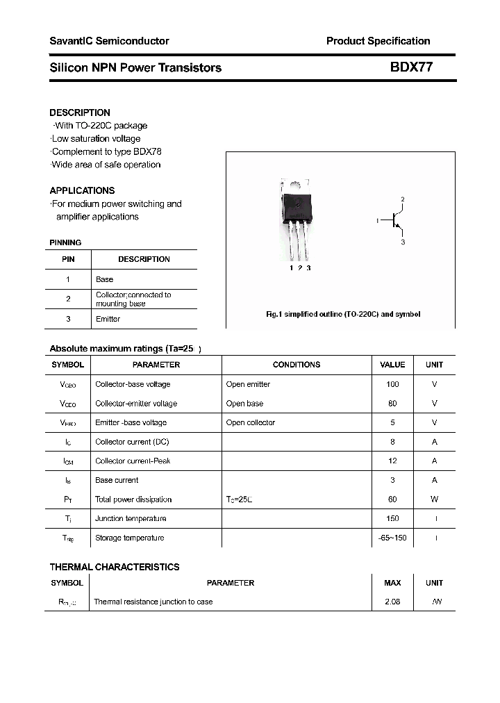 BDX77_4417144.PDF Datasheet Download --- IC-ON-LINE