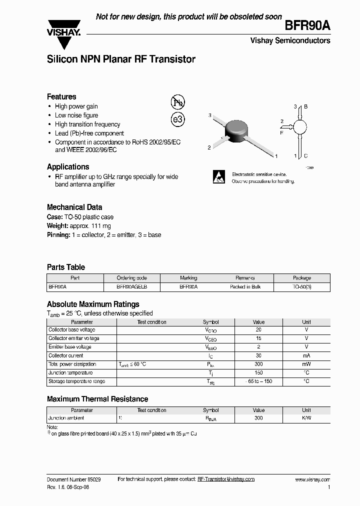 BFR90A_4255967.PDF Datasheet Download --- IC-ON-LINE