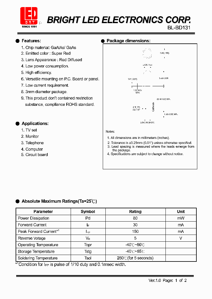 BL-BD131-AV_4703931.PDF Datasheet Download --- IC-ON-LINE