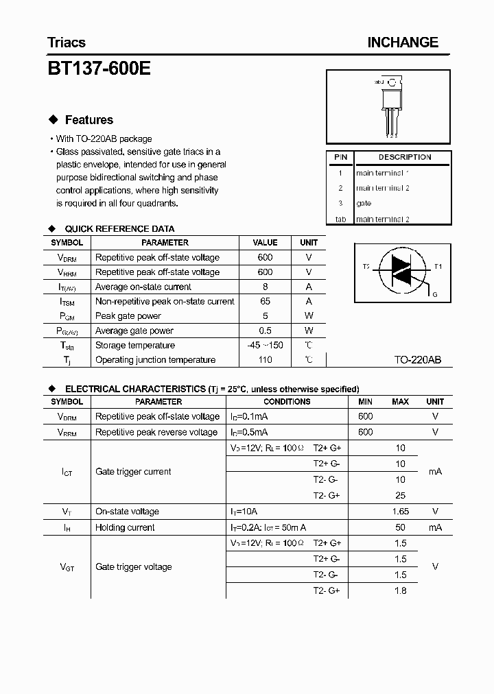 BT137-600E_4850065.PDF Datasheet Download --- IC-ON-LINE