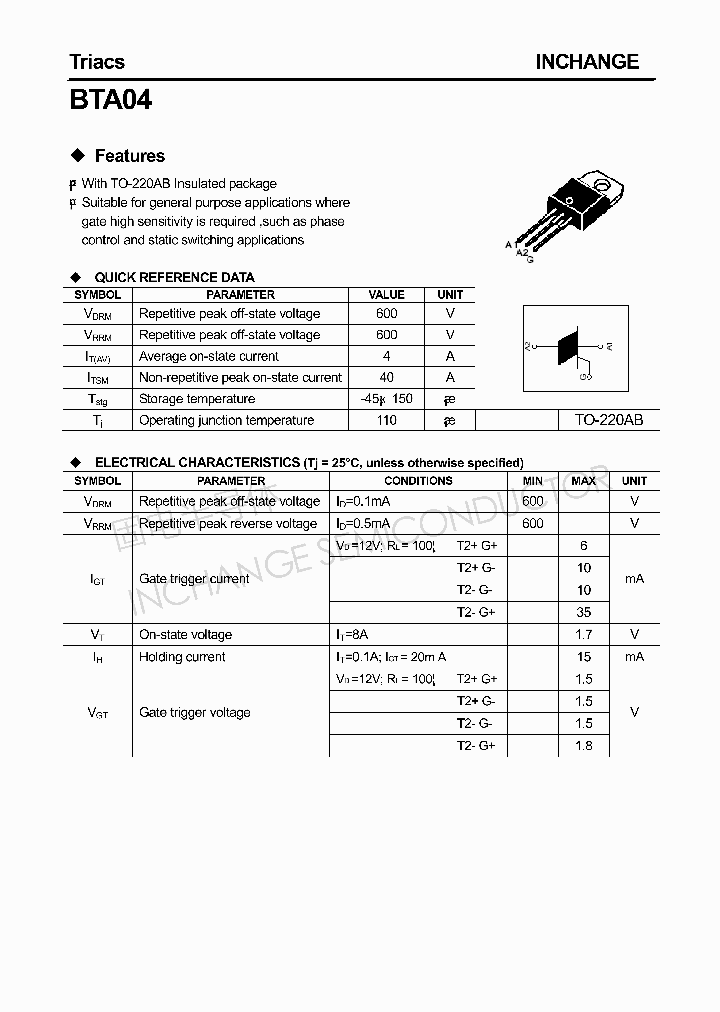 BTA04_4421751.PDF Datasheet Download --- IC-ON-LINE