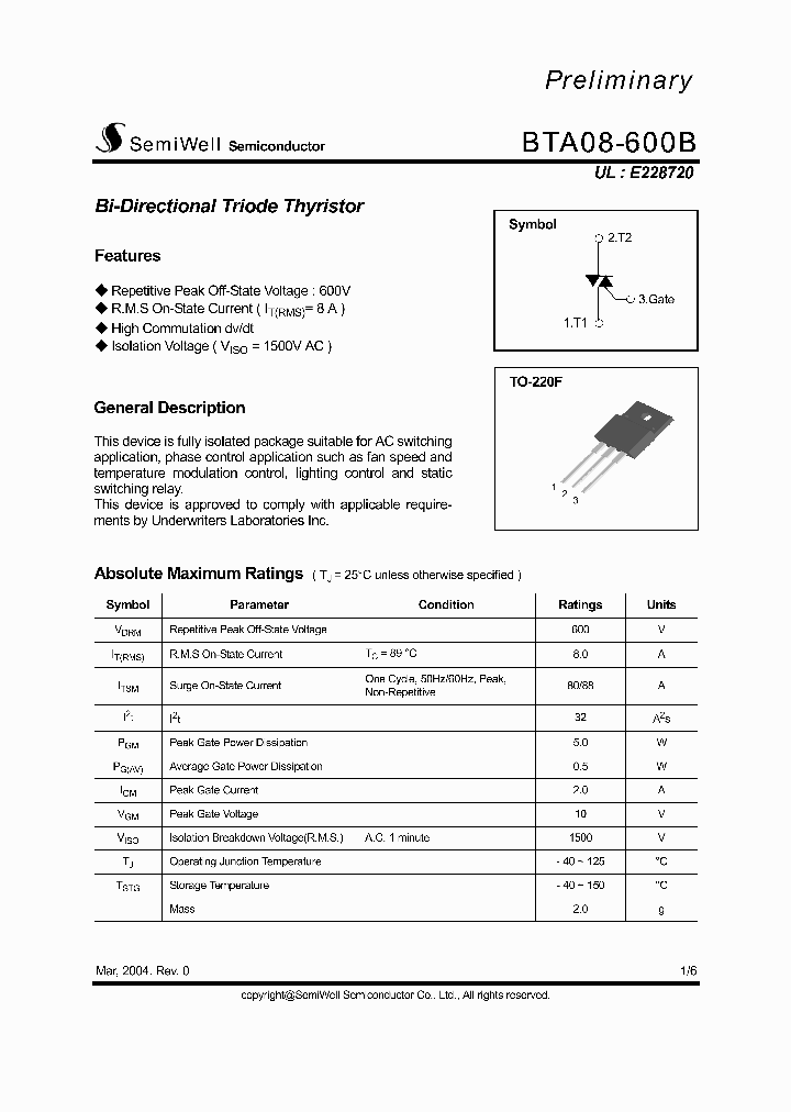 BTA08-600B_4544810.PDF Datasheet Download --- IC-ON-LINE