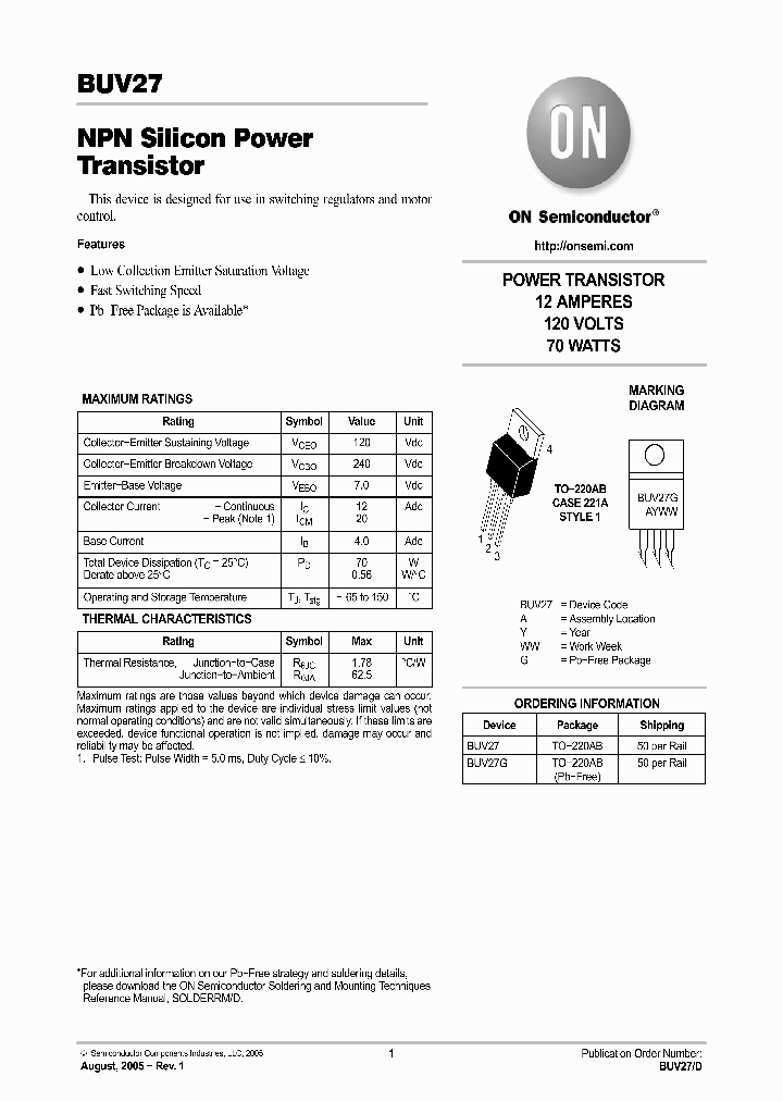 BUV27_4654754.PDF Datasheet Download --- IC-ON-LINE