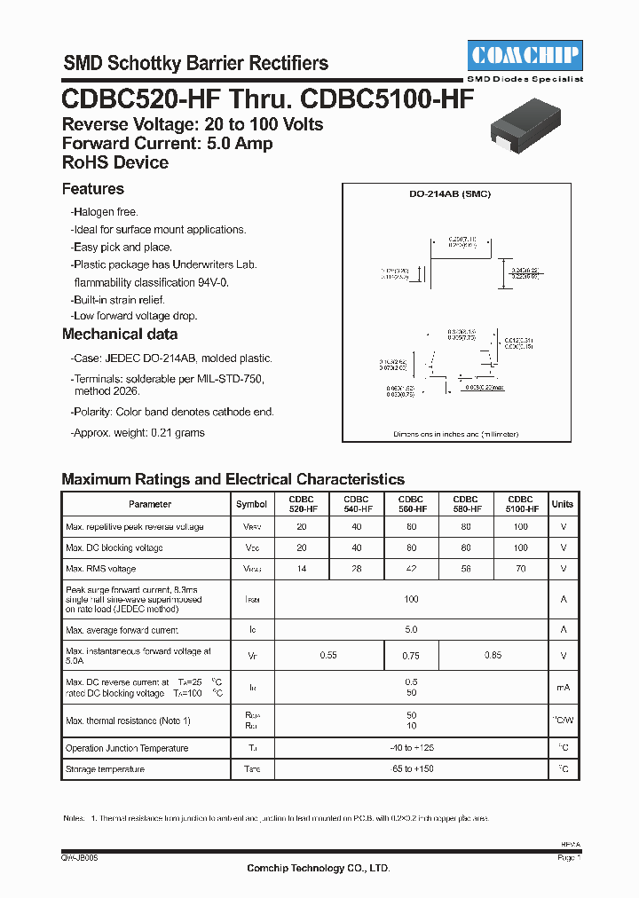 CDBC540-HF_4606196.PDF Datasheet Download --- IC-ON-LINE