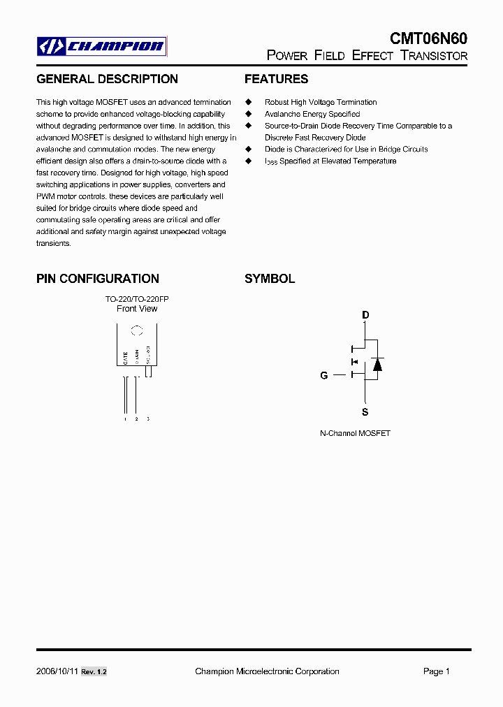 CMT06N60_4797736.PDF Datasheet Download --- IC-ON-LINE