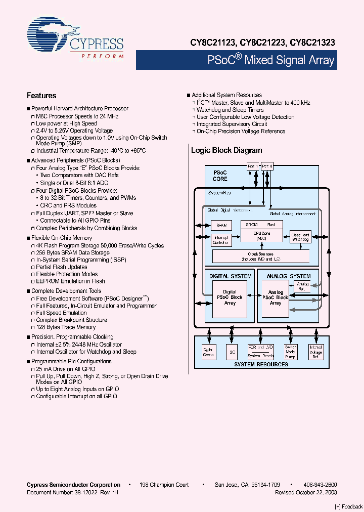 CY8C21323-24LFXI_4656030.PDF Datasheet Download --- IC-ON-LINE
